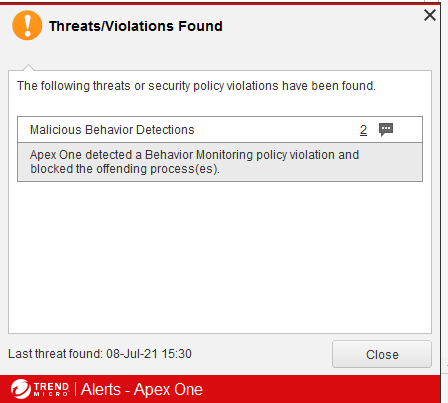 Managed Services - Trend Micro Apex One™ Notification
